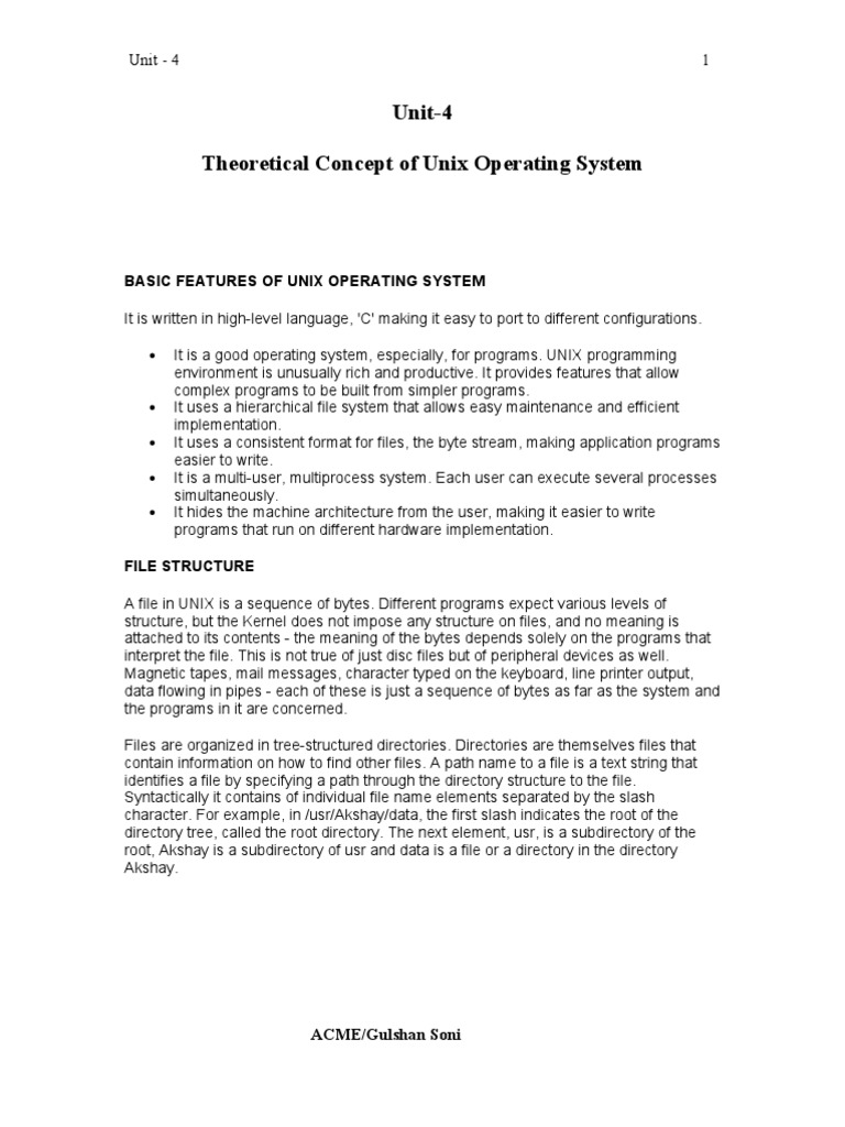 Theoretical Concept of Unix Operating System | PDF | Scheduling (Computing) | Computer File
