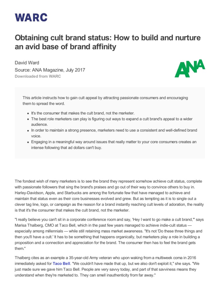 Obtaining Cult Brand Status | PDF | Brand | Logos