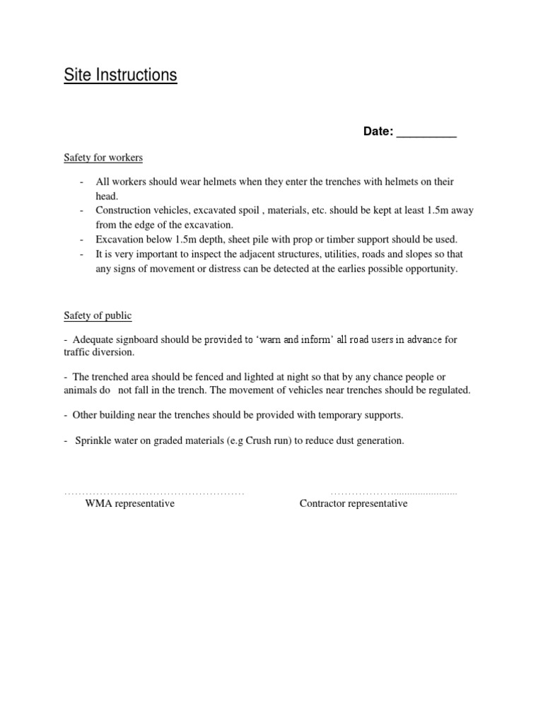 Site Instructions: Date | PDF