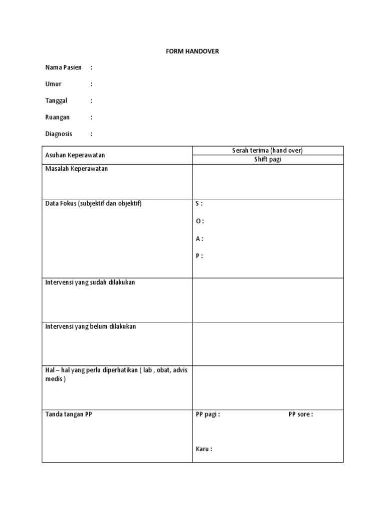 Form Handover | PDF