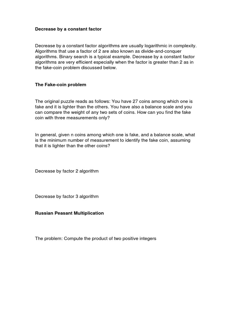 Decrease by A Constant Factor | PDF