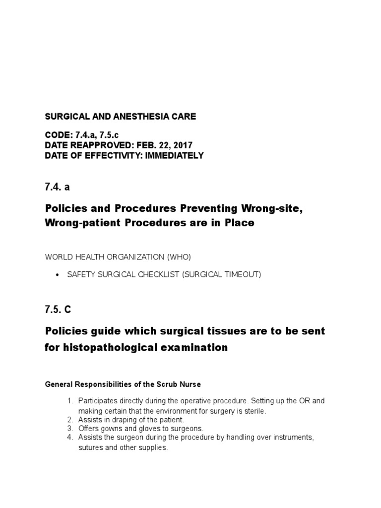 Policies and Procedures Preventing Wrong | PDF