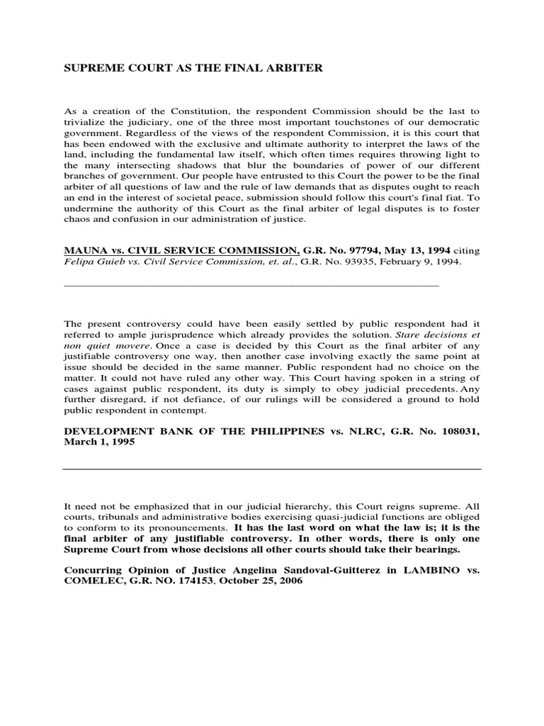Supreme Court: Final Arbiter of Law | PDF | Judiciaries | Supreme Courts