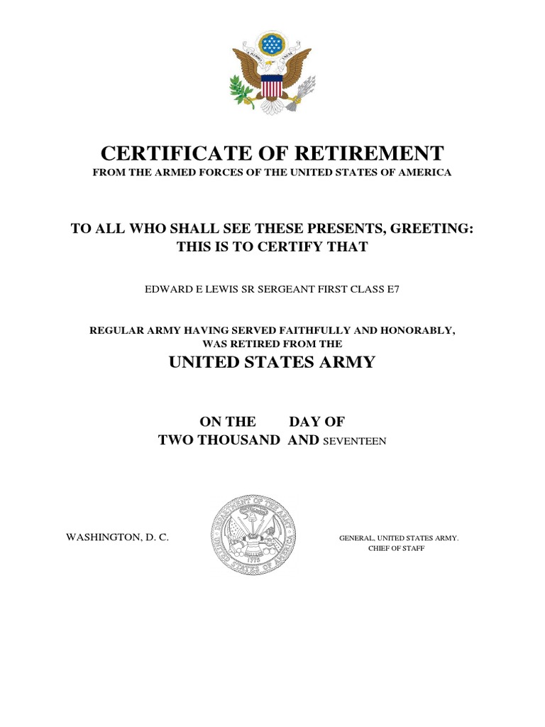 Certificate of Retirement | PDF
