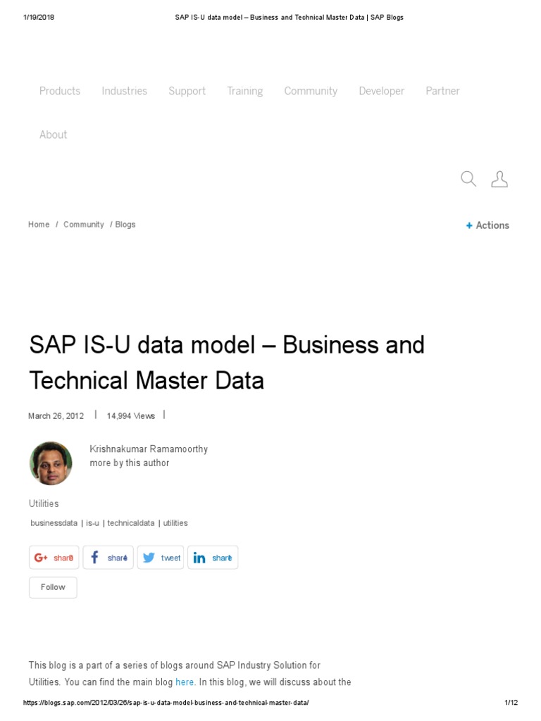SAP IS-U Data Model - Business and Technical Master Data | PDF ...
