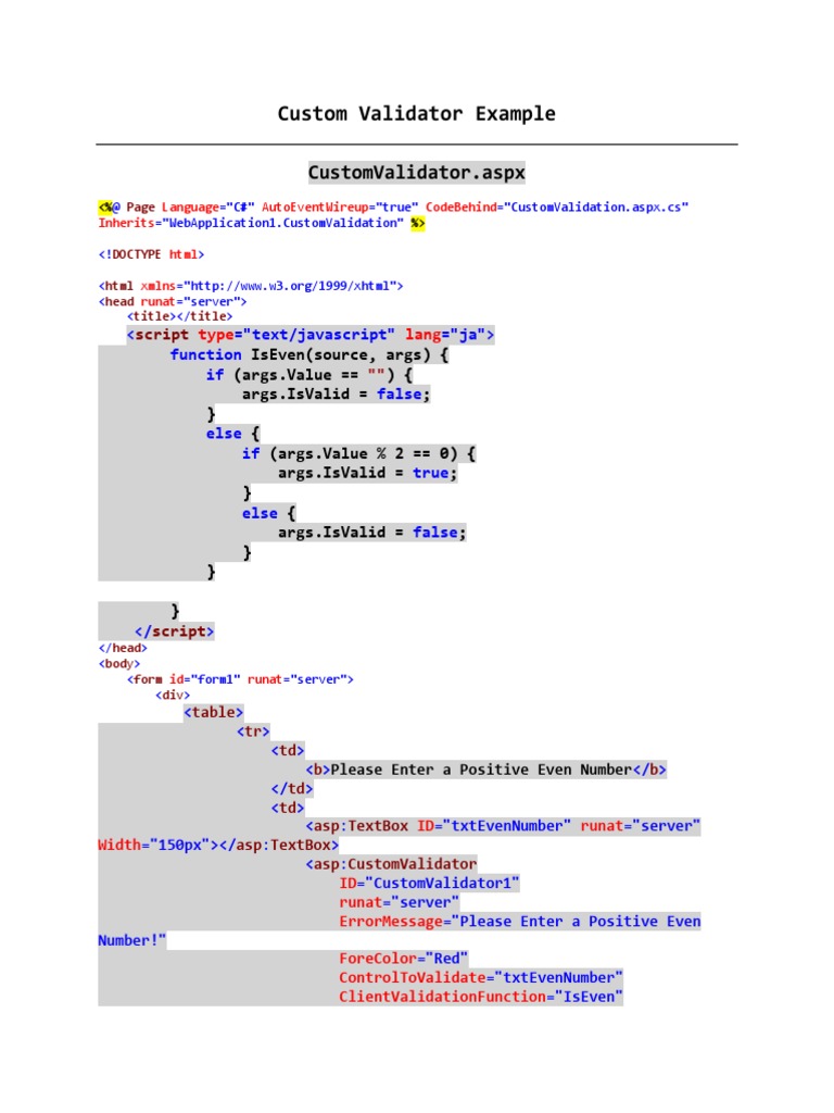 Custom Validation Example | PDF | Business | Computing And Information ...