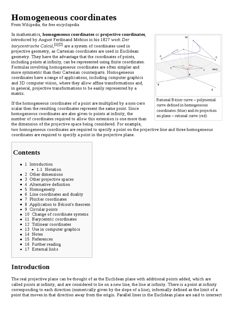 Homogeneous Coordinates Pdf Projective Geometry Coordinate System