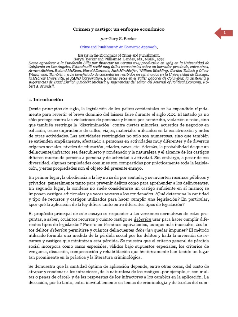Gary S. Becker - Crimen y Castigo | Delito | Criminología