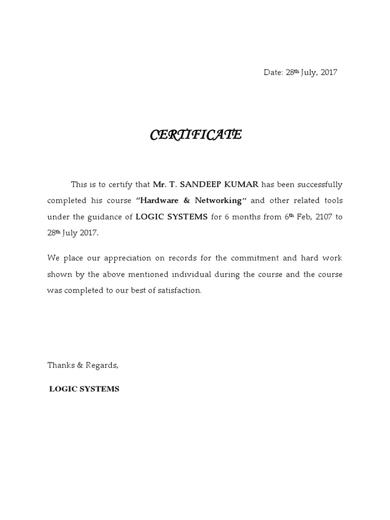 Sample Certificate | PDF