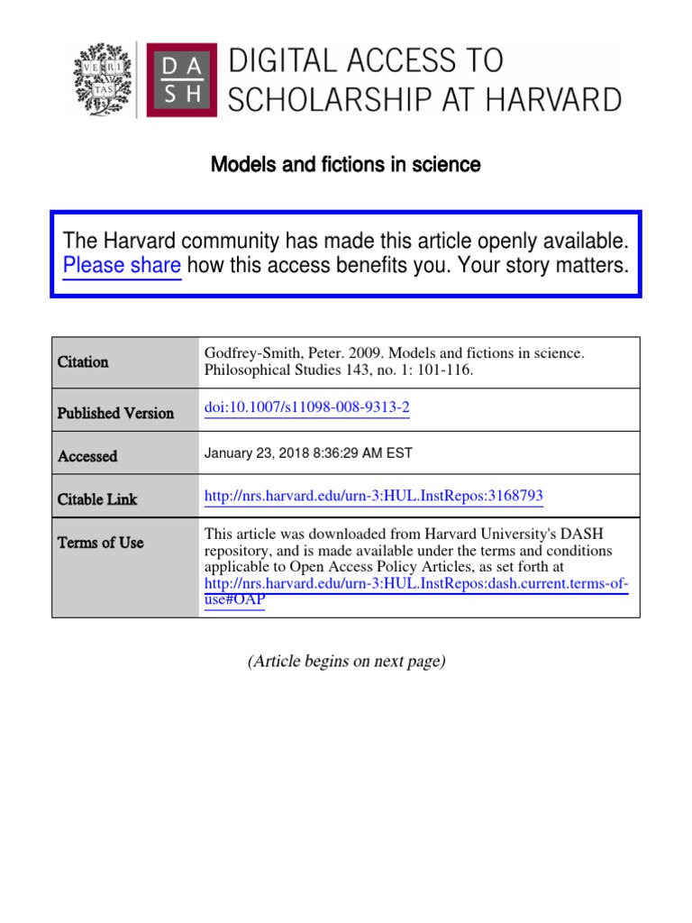 Models and Fictions in Science: Please Share | PDF | Reality | Science