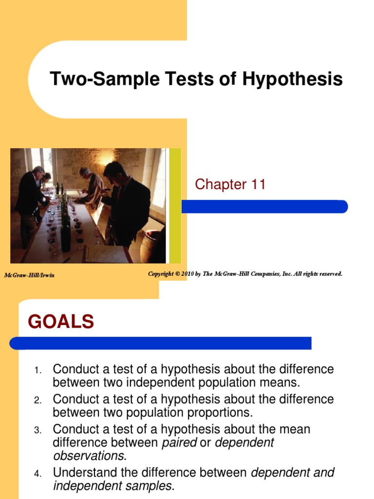 Two-Sample Tests of Hypothesis: Mcgraw-Hill/Irwin | PDF | Statistical ...