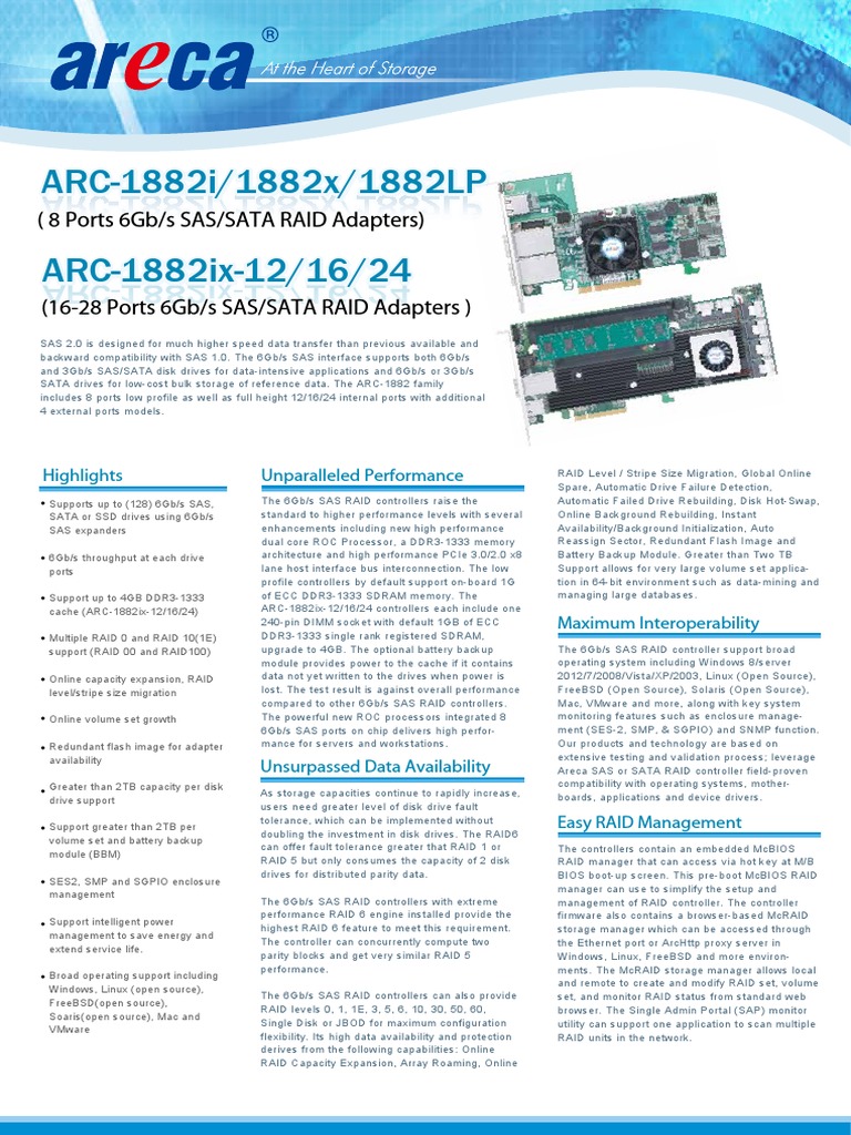 ARC1882 Specification 201306 | PDF | Solid State Drive | Bios