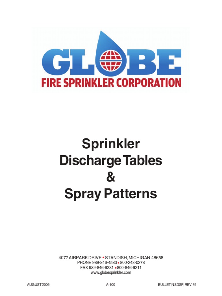 Sprinkler Spray Patterns Discharge Table | Fire Sprinkler System ...