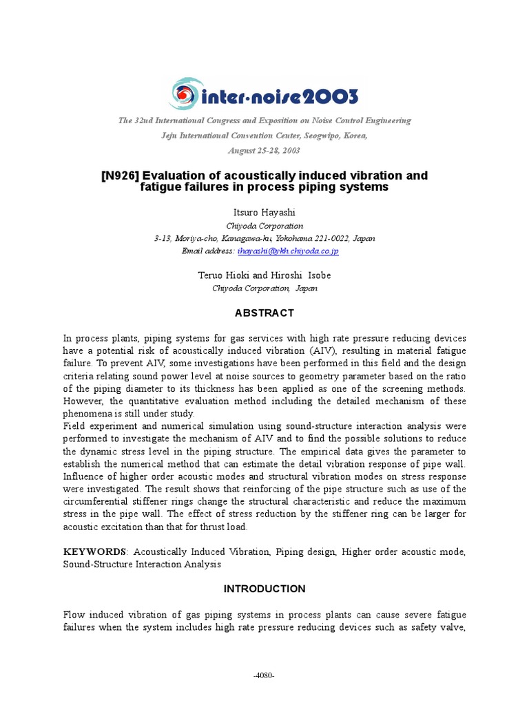 AIV and Fatigue Failure in Piping System | Download Free PDF | Normal ...
