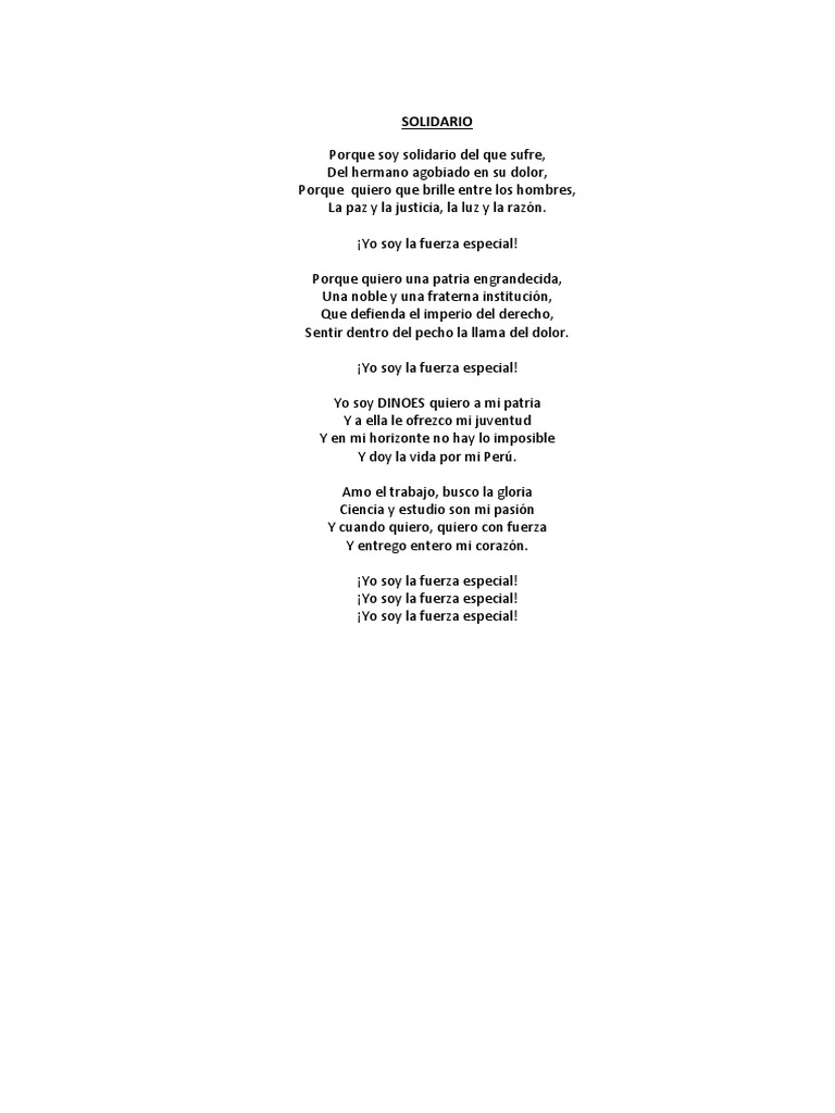 Letra - Himno Solidario