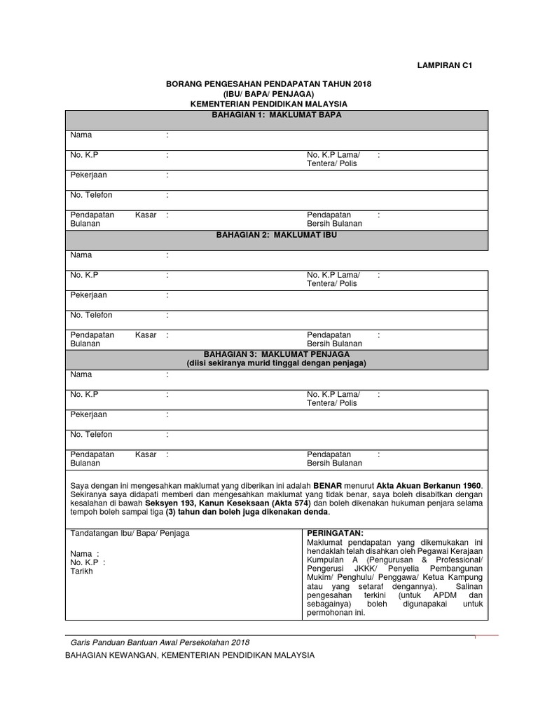 Lampiran c1 Sah Pendapatan | PDF