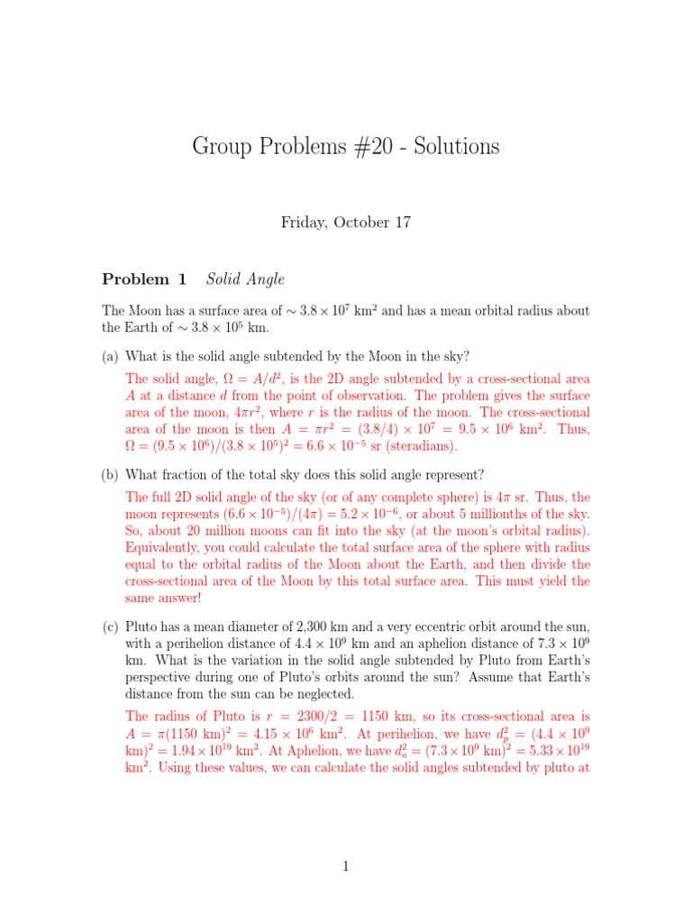 Group Problems #20 - Solutions: Friday, October 17 | PDF | Physics ...