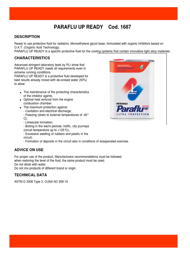 Antifreeze Paraflu Up Ready | PDF | Heat Transfer | Building Engineering