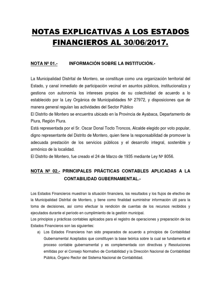 Notas 2017 I Explicativas A Los Estados Financieros | PDF | Depreciación | Contabilidad