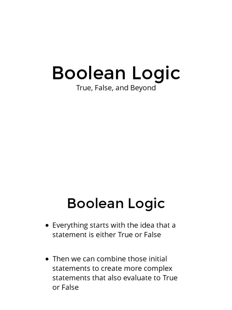 Boolean Logic: True, False, and Beyond | PDF | Boolean Data Type | Notation
