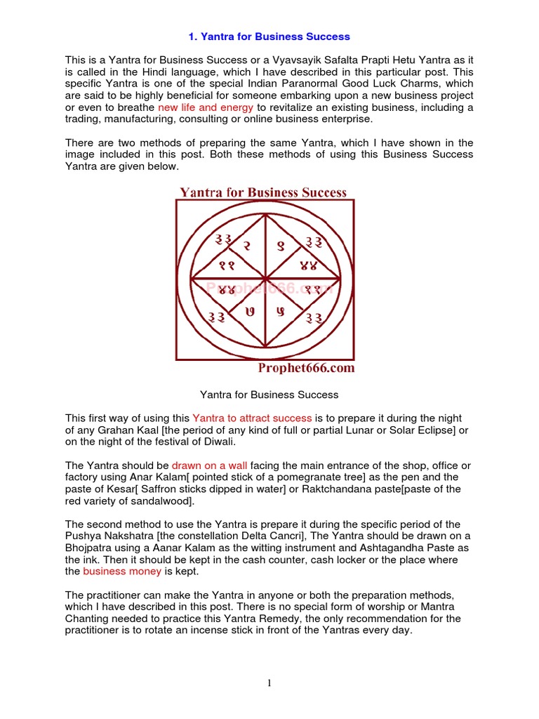 Yantras For Business and Obstacles in Job | Download Free PDF | Mantra ...