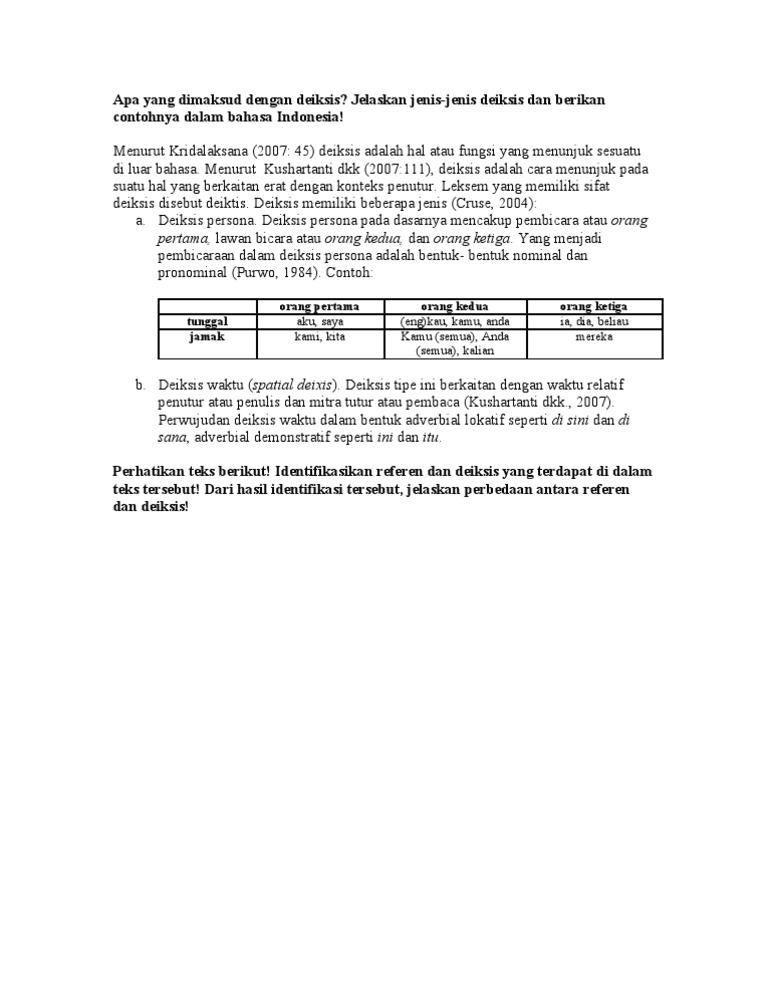 Apa Yang Dimaksud Dengan Deiksis | PDF