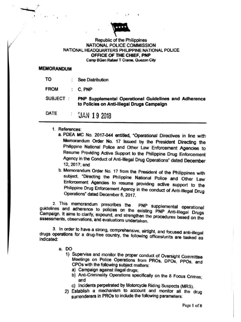 PNP Supplemental Operational Guidelines - War On Drugs | PDF