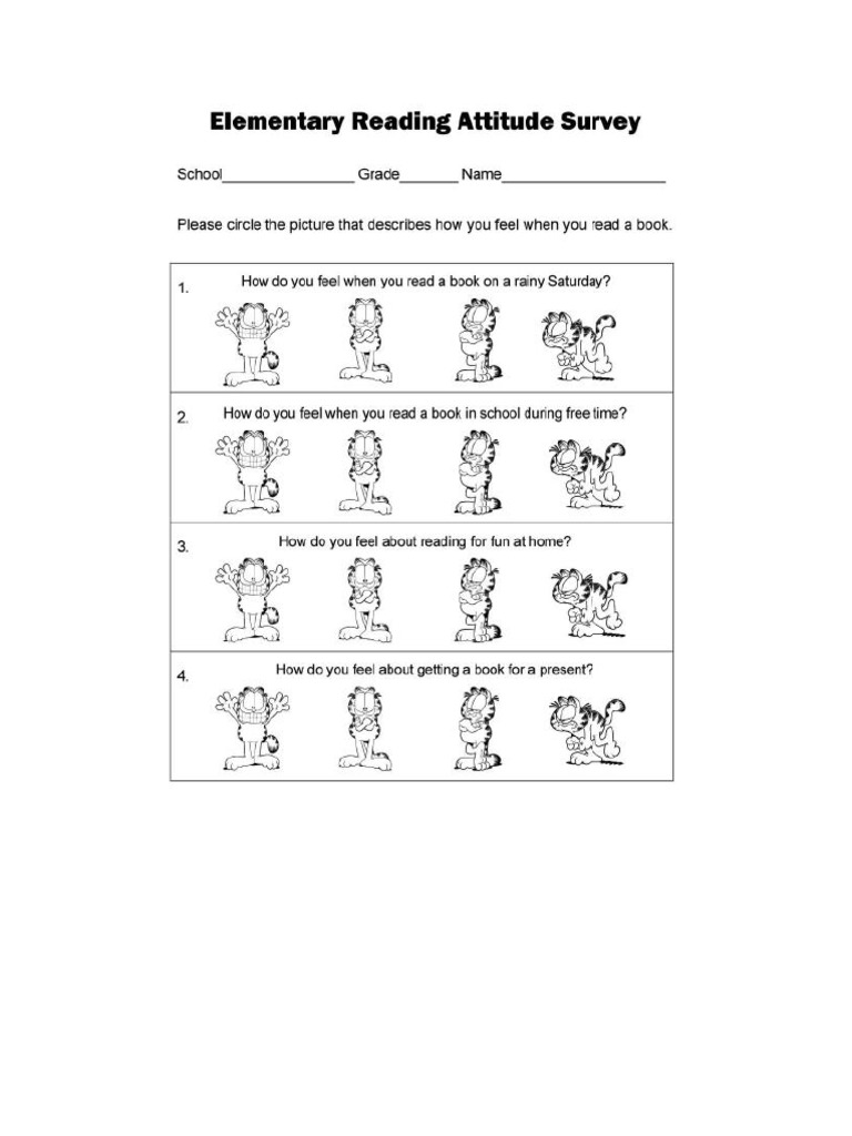 Attitude Survey - Garfield Reading | PDF