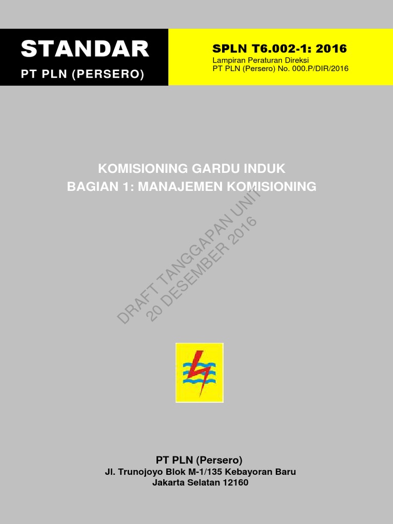 SPLN Komisioning 69 & 73-Untuk Tanggapan Unit-FIX | PDF