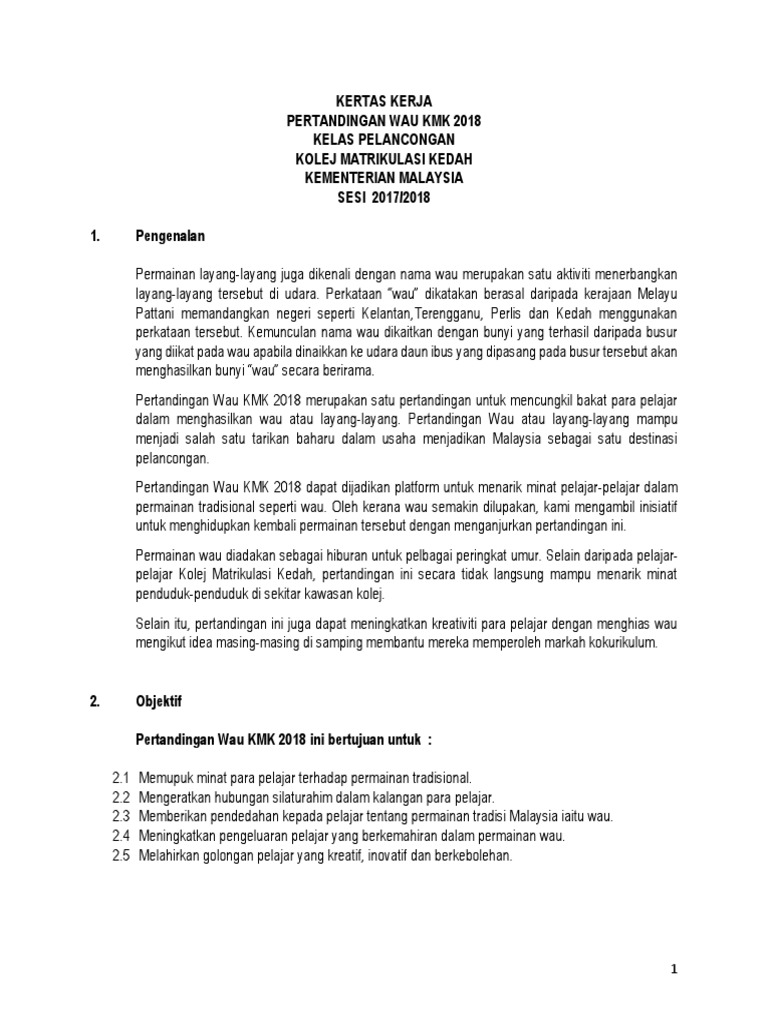 Kertas Kerja Pertandingan Wau | PDF