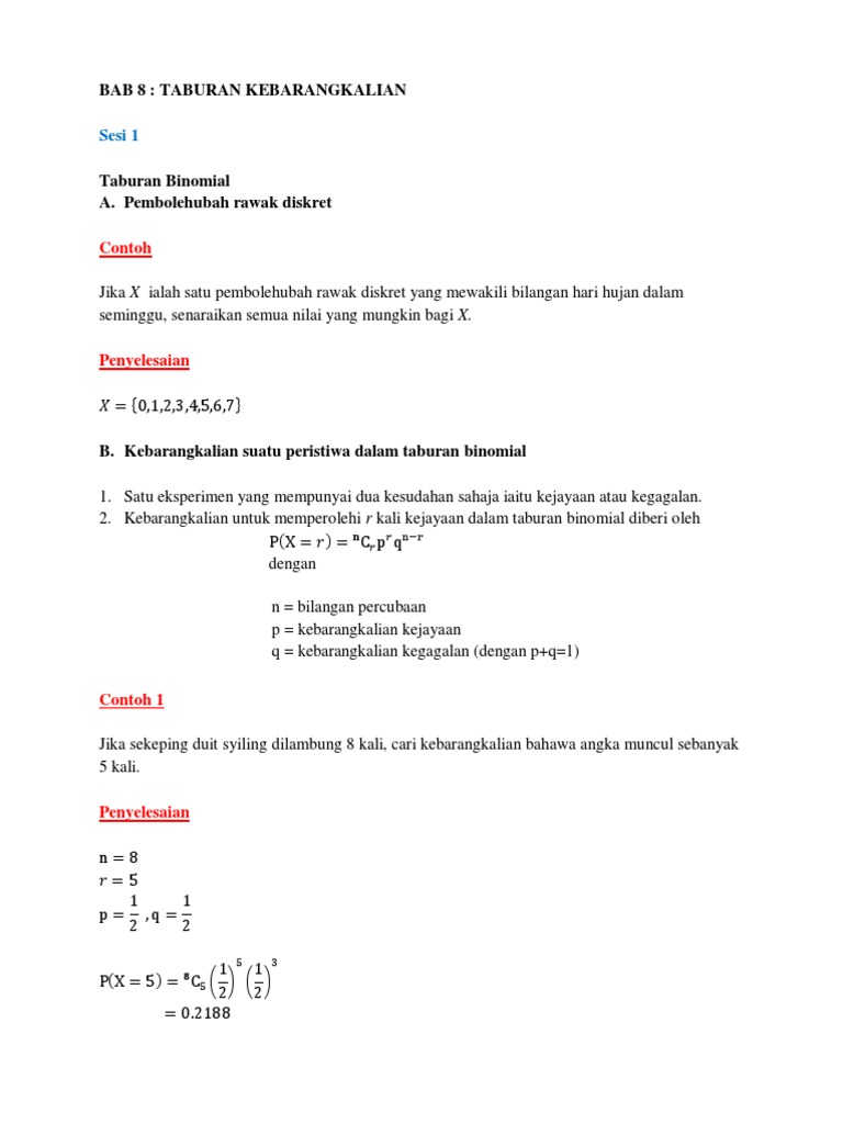 Bab 8 Taburan Kebarangkalian | PDF