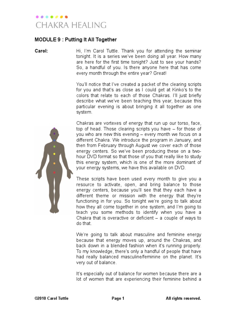 Carol - Tuttle - Chakra - Final Module - Putiing It All Together | PDF ...