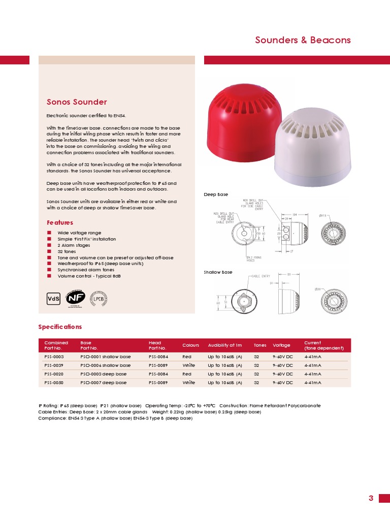 EN54 3sounders PDF | PDF | Electrical Wiring | Electrical Equipment