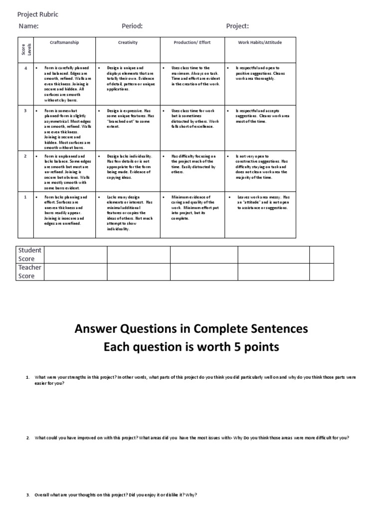 Clay Rubric | PDF | Behavioural Sciences | Cognition