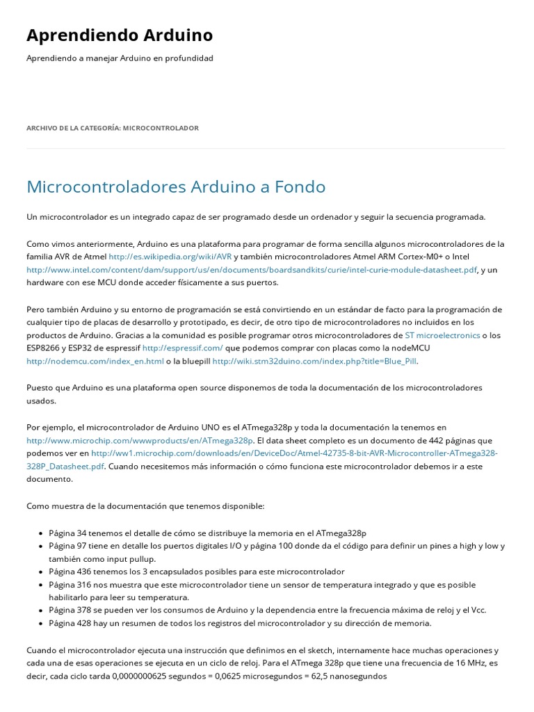 Microcontrolador - Aprendiendo Arduino | PDF | Arduino | Microcontrolador