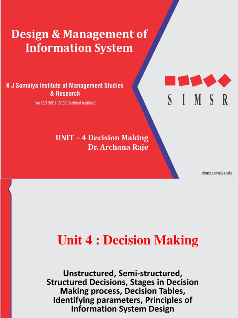 Unit 4 - Decision Making | PDF | Menu | Decision Making