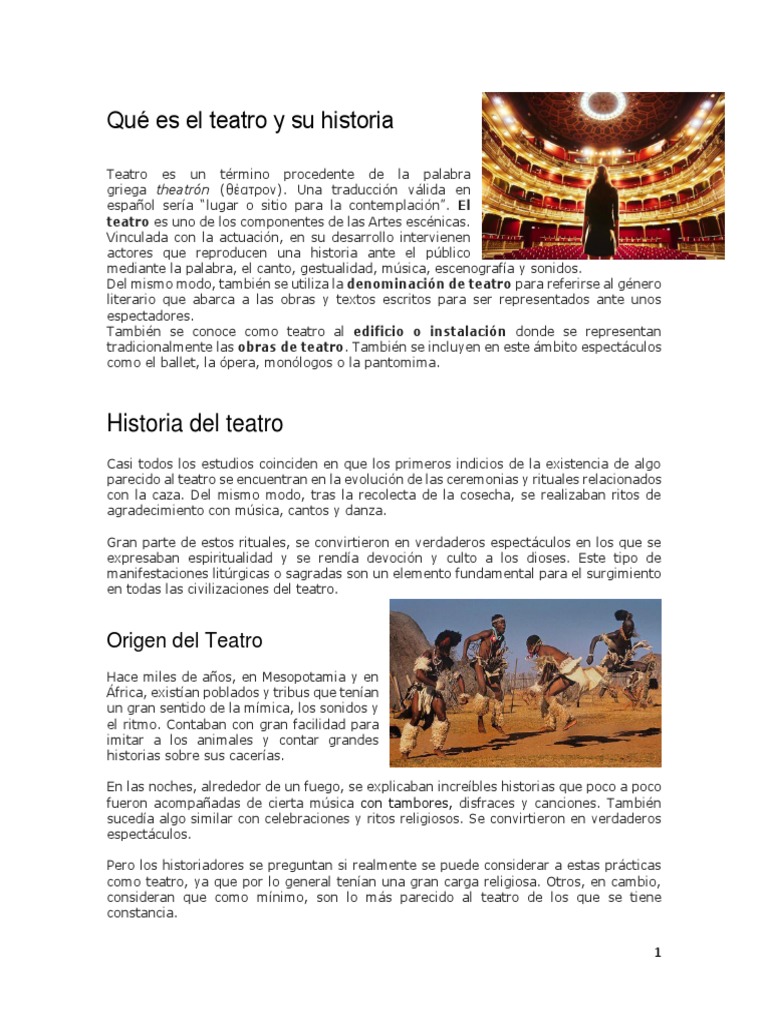 Historia y evolución del teatro | PDF | Teatro | Las artes escénicas