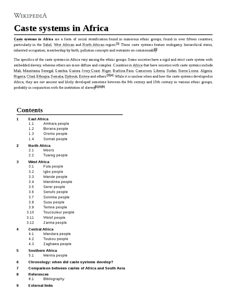 Caste Systems in Africa | PDF | West Africa | Africa