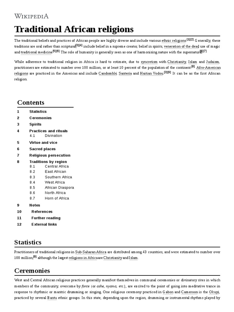 Traditional African Religions | Download Free PDF | Religion And Belief
