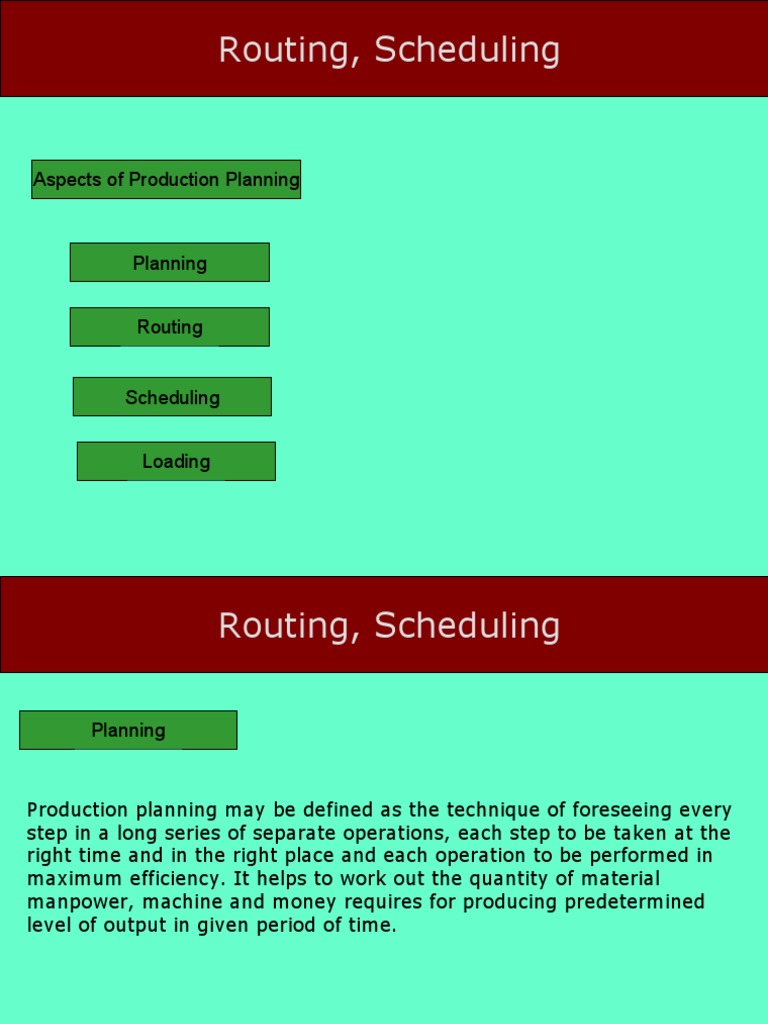 Routing, Scheduling: Aspects of Production Planning | PDF | Applied ...