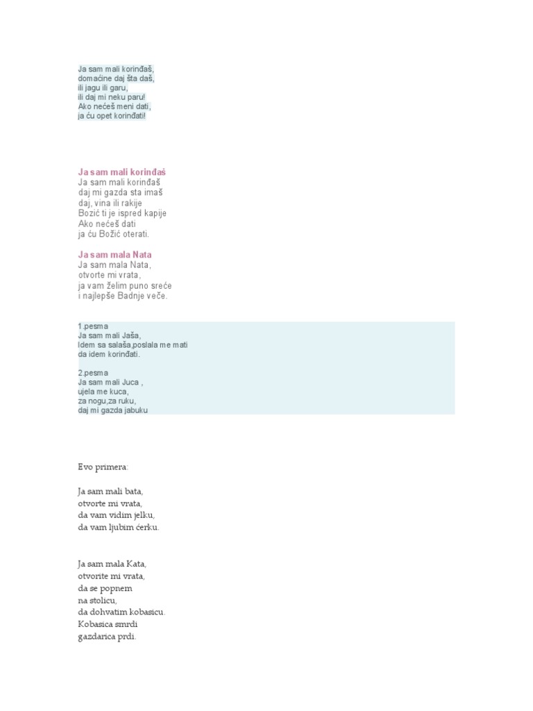 Ja Sam Mali Korinđaš | PDF