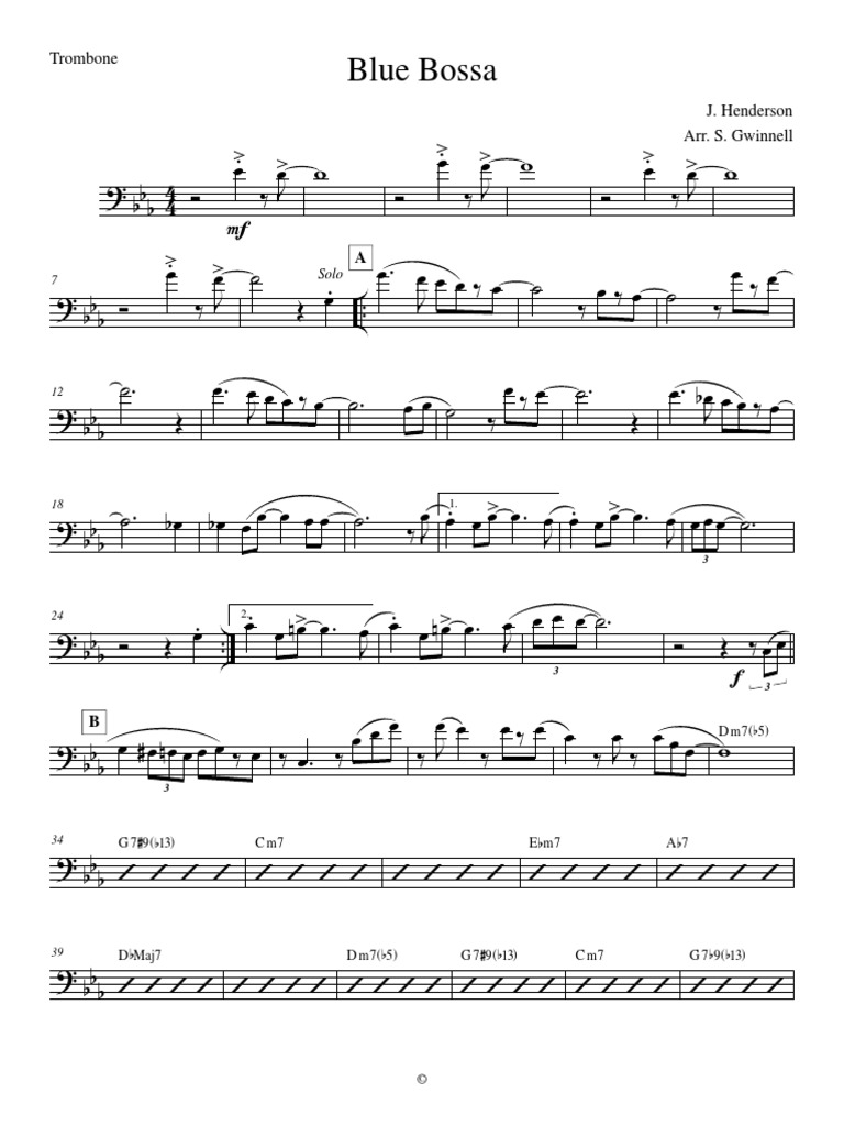 Blue Bossa - Trombone PDF | PDF