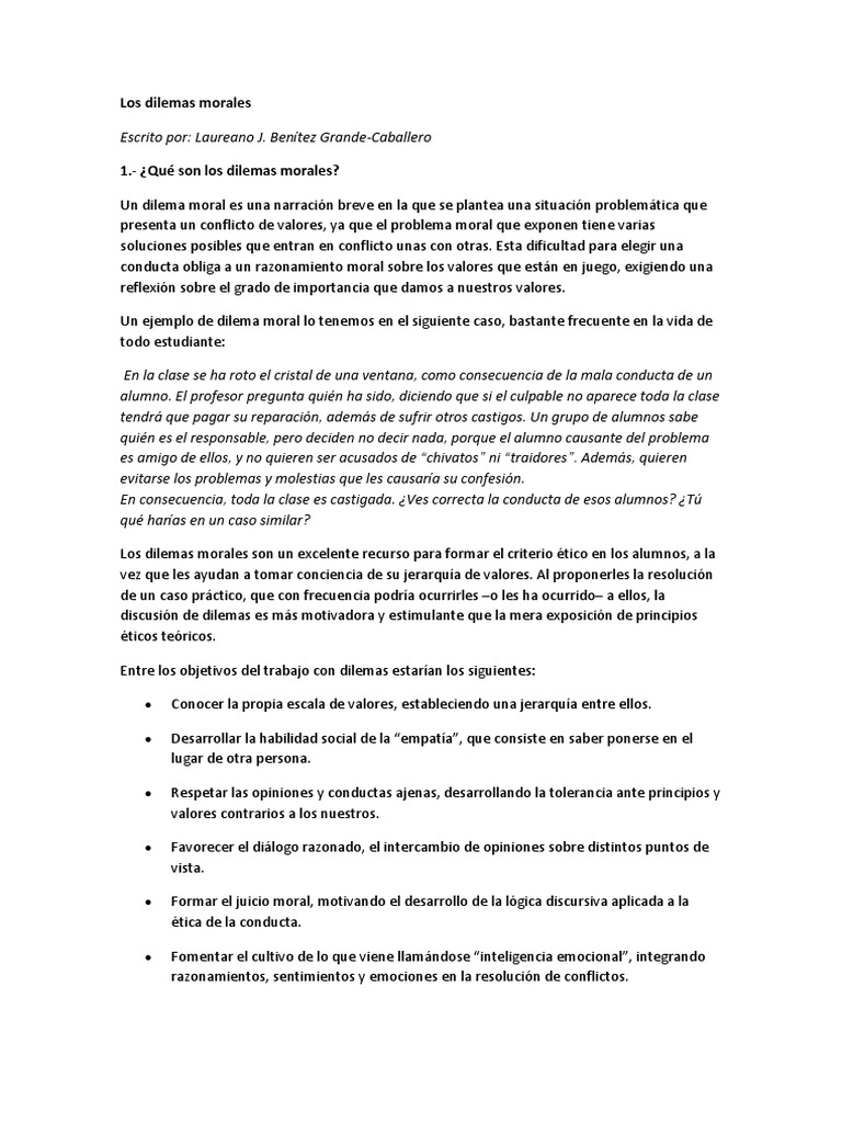 Los Dilemas Morales Pdf Moralidad Epistemología