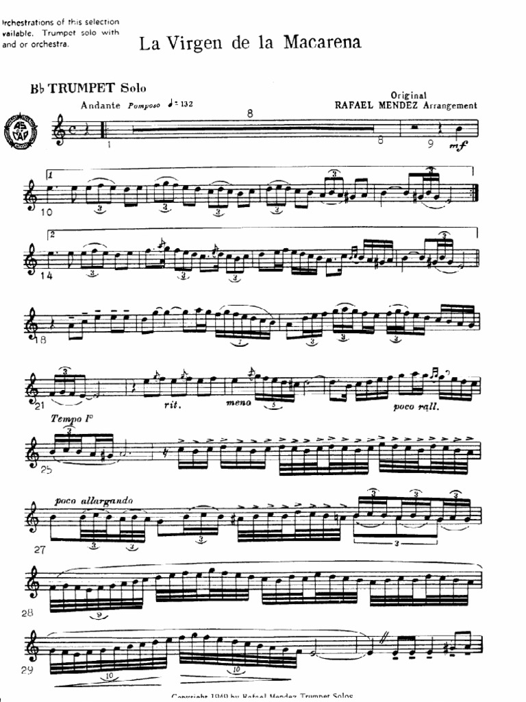 La Virgen de La Macarena Solo Trumpet PDF | PDF