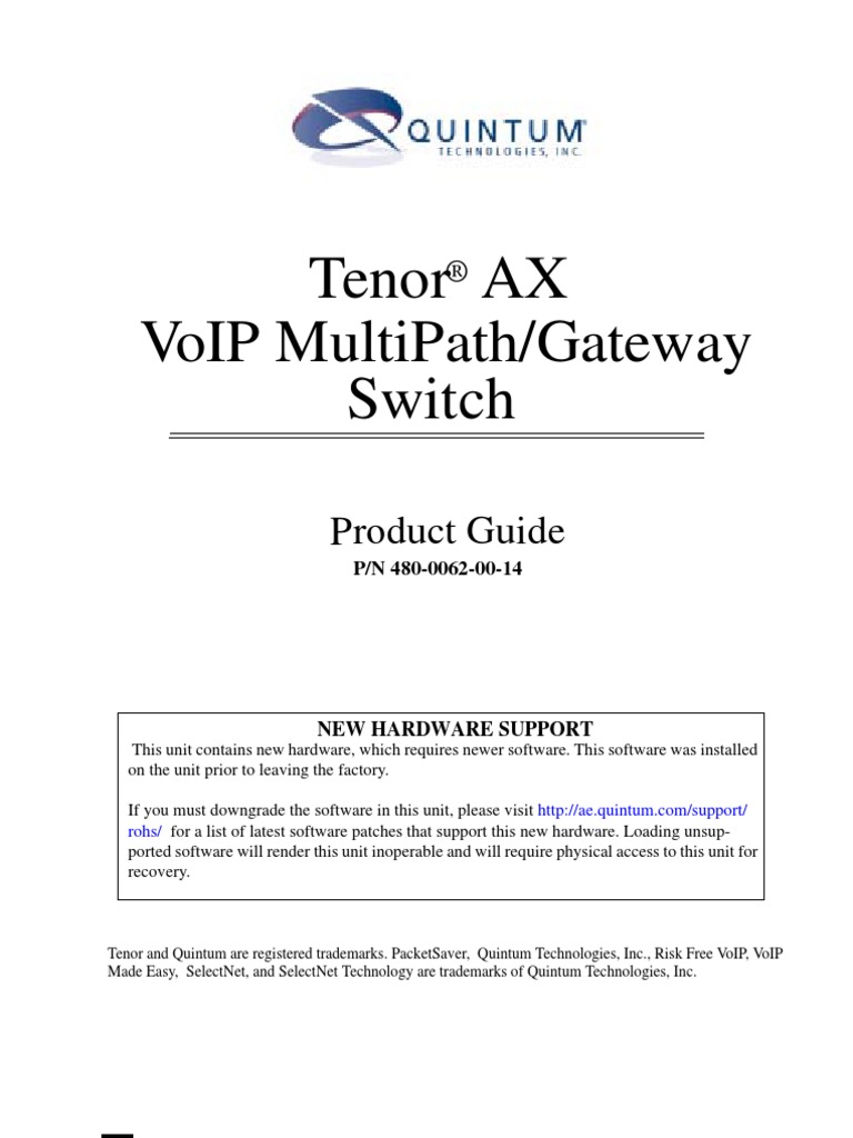 Tenor Ax User Guide | PDF | Session Initiation Protocol | Voice Over Ip