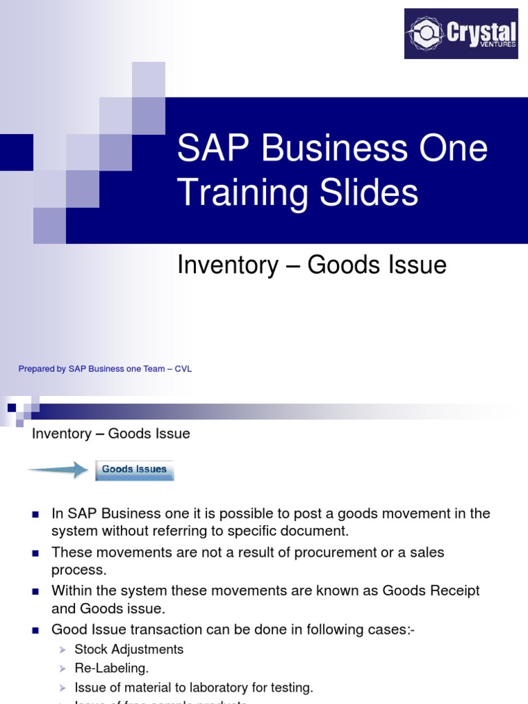 SAP Business One Goods Issue Guide | PDF