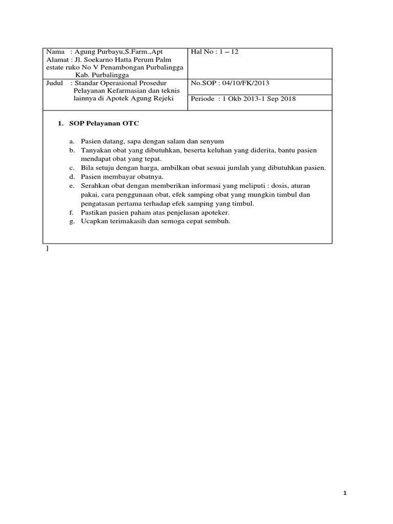 Contoh Sop Apotek Pdf