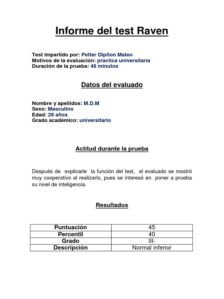 Informe Del Test Raven
