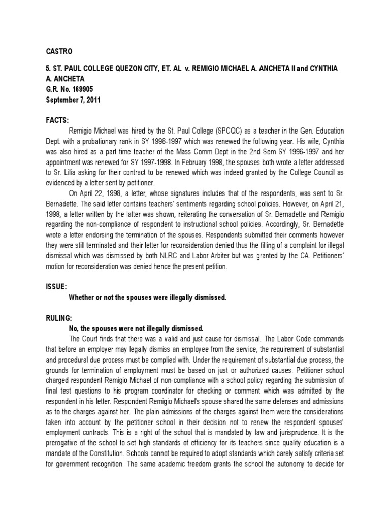 St. Paul College Quezon City, Et. Al v. Remigio Michael A. Ancheta II ...
