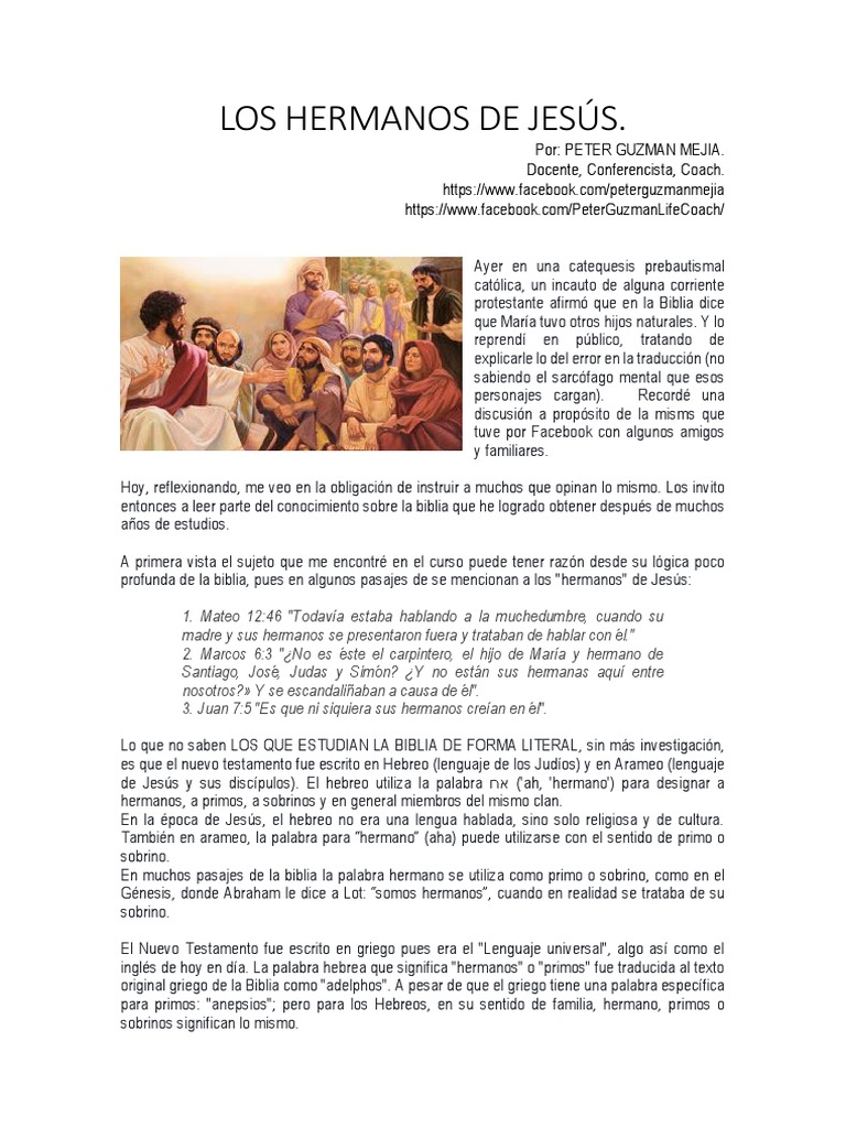 Los Hermanos de Jesús | PDF | Santos de la tierra santa | María, madre ...